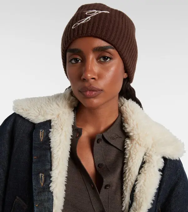 Jacquemus Espiral Logo Wool Beanie - Brown