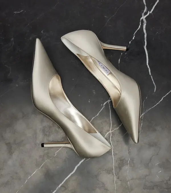 JIMMY CHOO Love 85 Satin Pumps - Silver