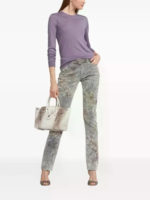Ralph Lauren Floral Print Leather Jeans