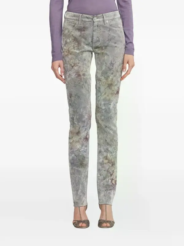Ralph Lauren Floral Print Leather Jeans