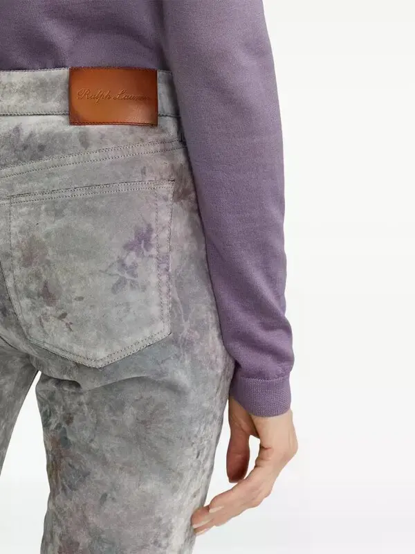 Ralph Lauren Floral Print Leather Jeans