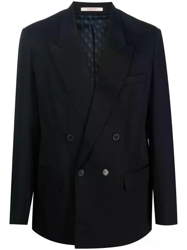 Valentino Garavani Peak Lapels Double-breasted Blazer - Blue
