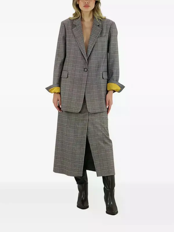 MERCI Checked Midi Skirt With Front Slit
