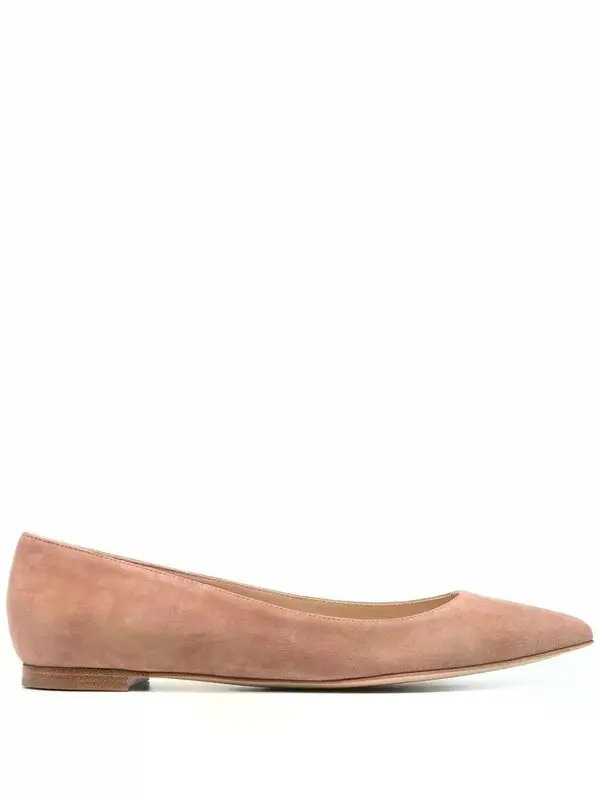 GIANVITO ROSSI Suede Ballerina Flats - Neutrals