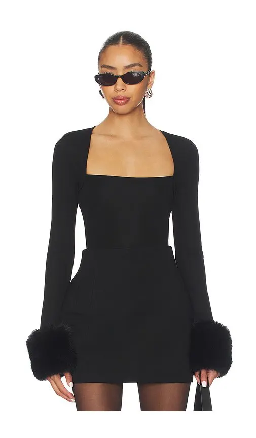 Majorelle Daphine Top With Faux Fur Trim