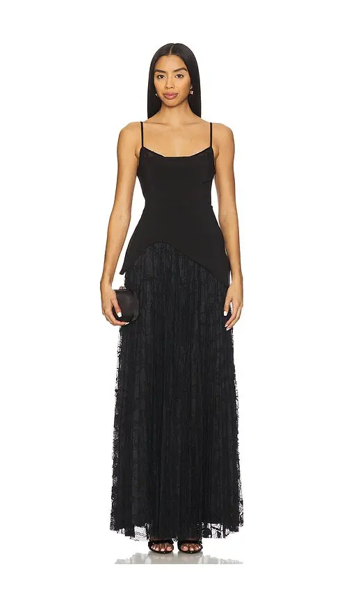 AMUR Leighton Pleated Gown - Black