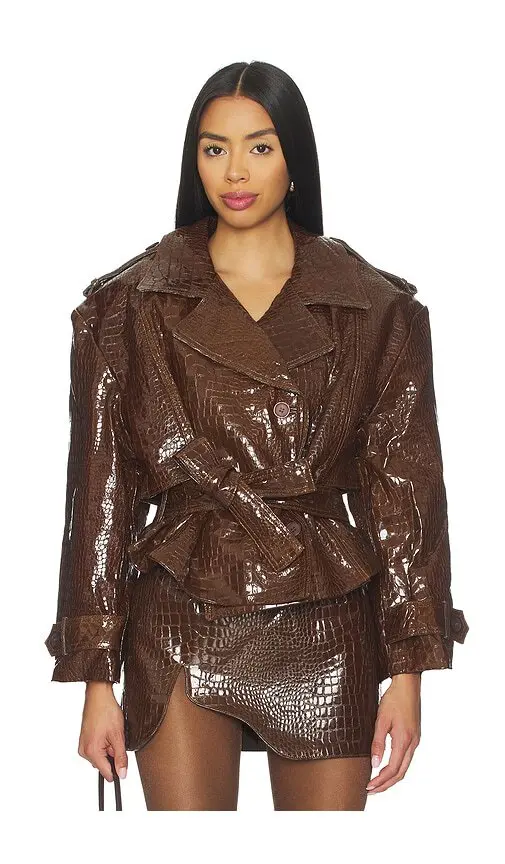 MOTHER OF ALL Brooklyn Trench Leather Coat - Brown