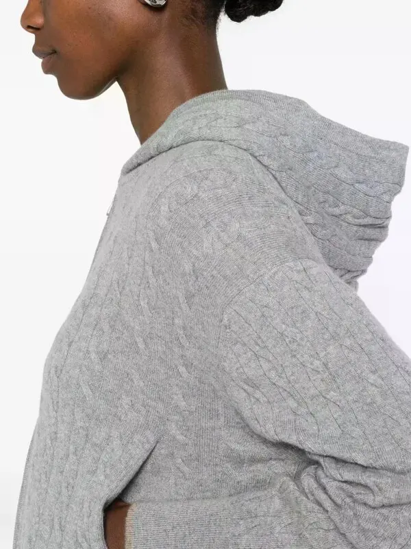GRAN SASSO Hooded Cable Knit Zip Cardigan