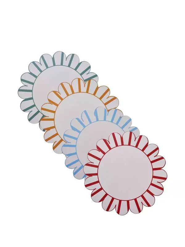 MISETTE Scalloped Stripe Placemats - White