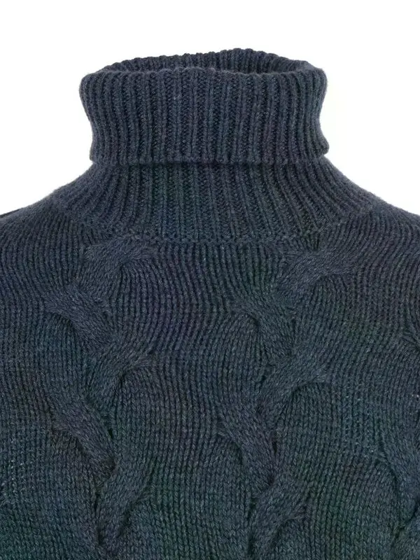 FILIPPO DE LAURENTIIS Cable Knit Roll Neck Sweater - Blue