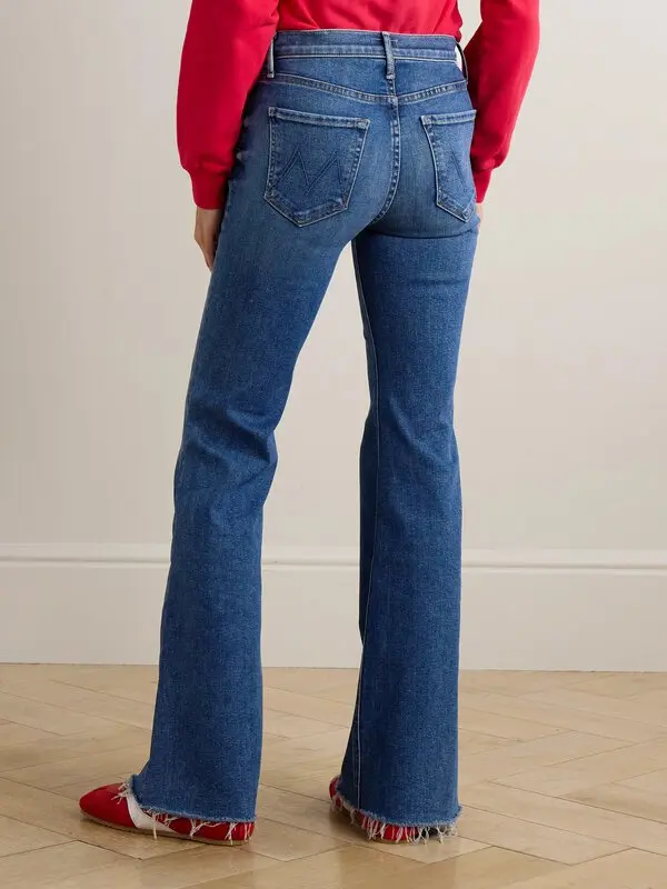 MOTHER The Doozy Sneak Fray High-rise Flared Jeans