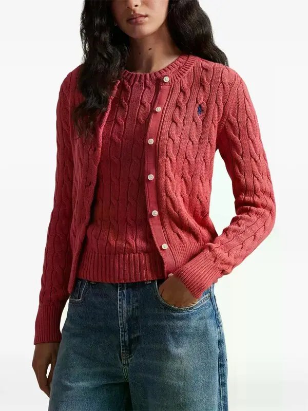 Polo Ralph Lauren Cable-knit Crewneck Cardigan - Red