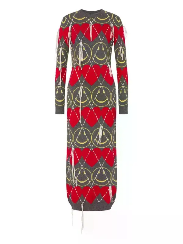 Moschino Midi Dress With Heart And Smiley Pattern