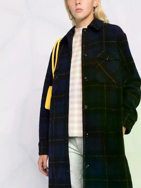 Woolrich Tartan Check Virgin Wool Coat