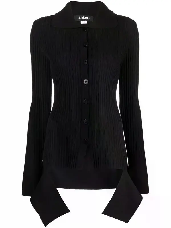 ANDREĀDAMO Ribbed Knit Cut-out Cardigan