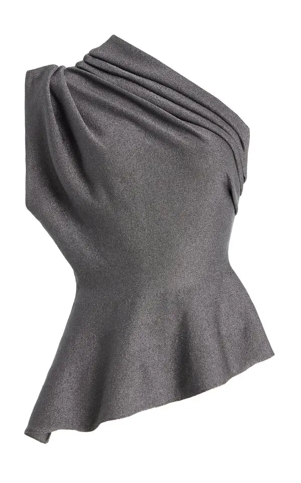 Khaite Aimee One-shoulder Metallic-knit Top - Silver