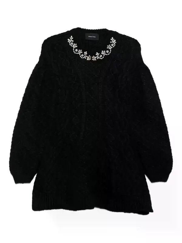 Simone Rocha Embellished Round Neck Sweater - Black