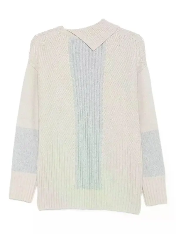 Lorena Antoniazzi Chevron Pattern Ribbed Knit Sweater - Neutrals