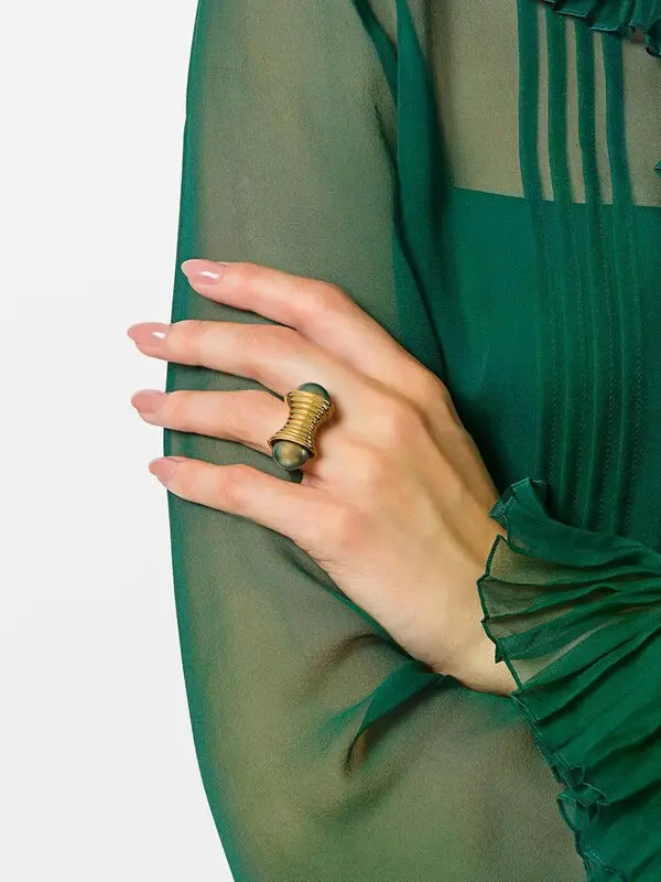 WOUTERS & HENDRIX Plated Sterling Silver Statement Ring With Crystal Pearls - Metallic