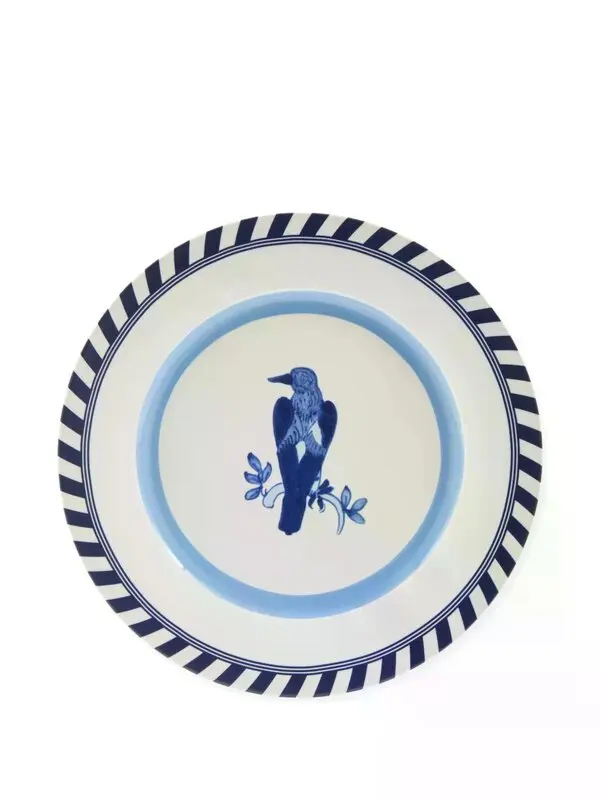 POLSPOTTEN Striped Porcelain Dinner Plates - Blue