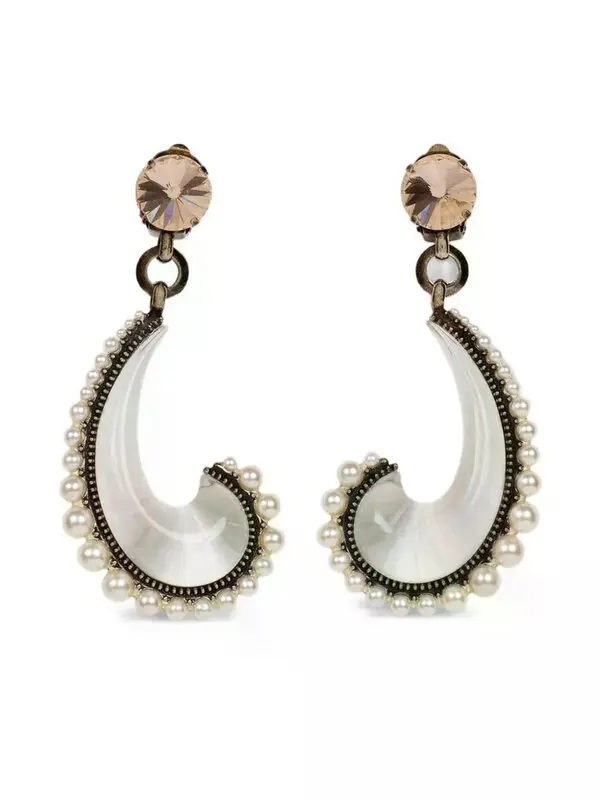 Etro Paisley Pearl Embellished Clip-on Earrings - White
