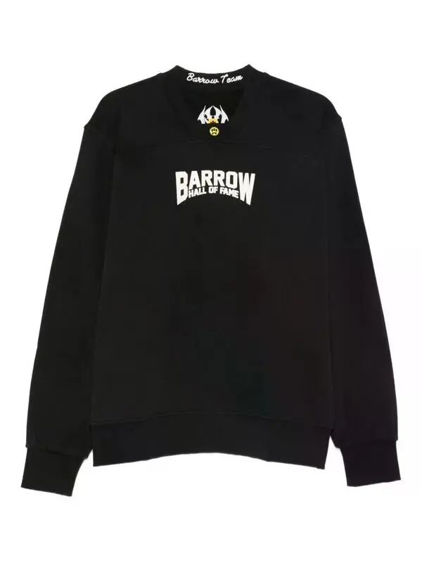 BARROW Logo Print V-neck Sweatshirt - Black