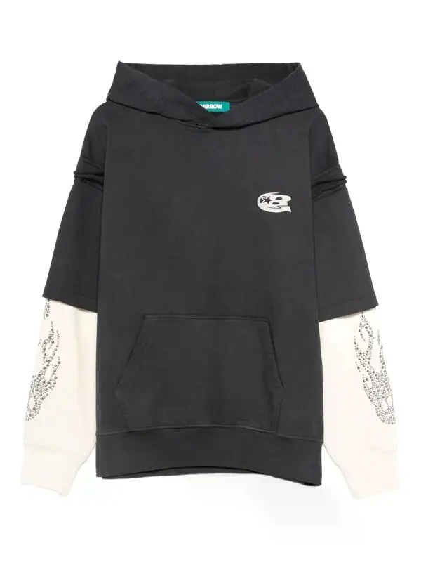 BARROW Layered Logo Detail Hoodie - Grey