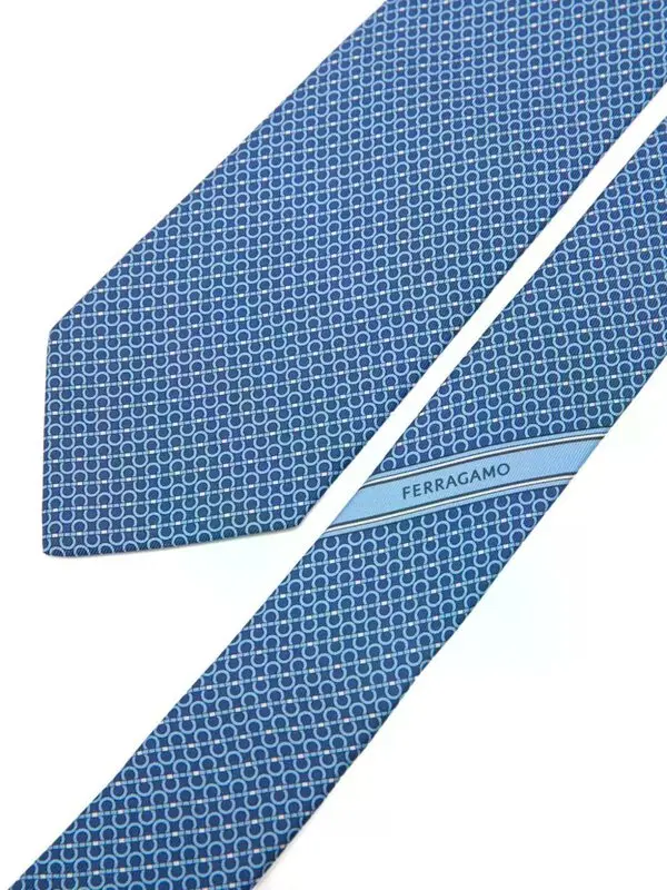 FERRAGAMO Geometric Patterned Neck Tie - Blue