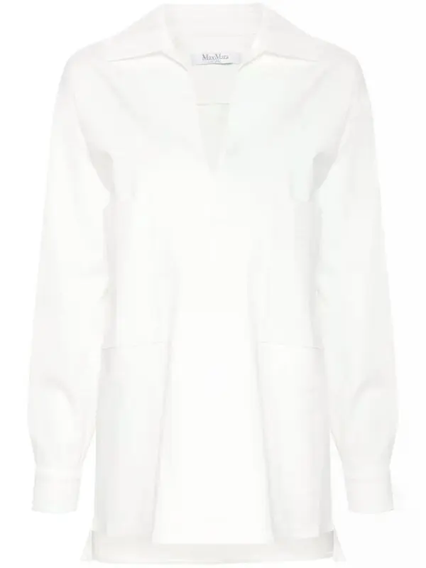 Max Mara Gabardine-weave V-neck Shirt