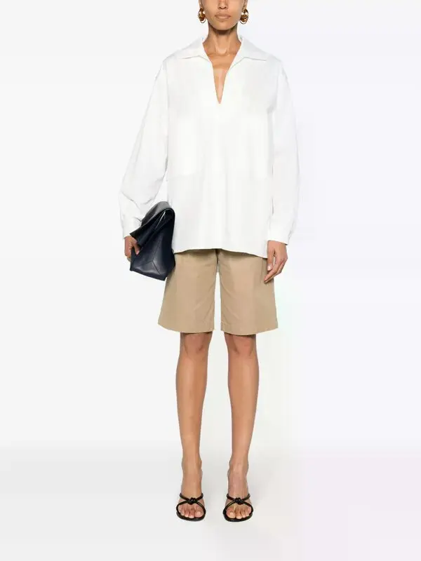 Max Mara Gabardine-weave V-neck Shirt