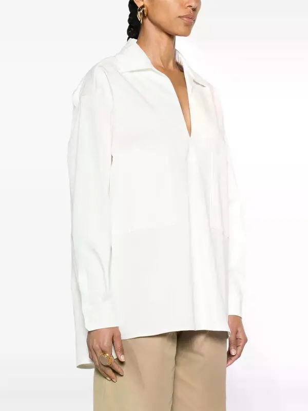 Max Mara Gabardine-weave V-neck Shirt