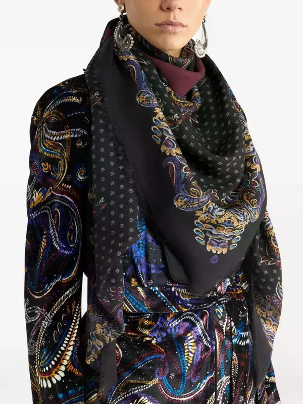 Etro Floral Paisley Cashmere Shawl - Black