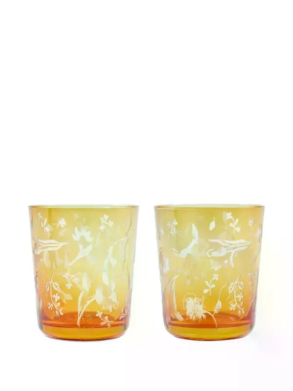 POLSPOTTEN Etched Floral Tumbler - Yellow