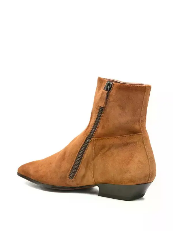 ALEXANDER HOTTO Suede Pointed Toe Zip Fastening Boots