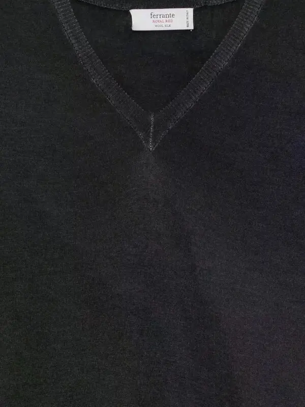 FERRANTE V-neck Long Sleeve Sweater - Grey