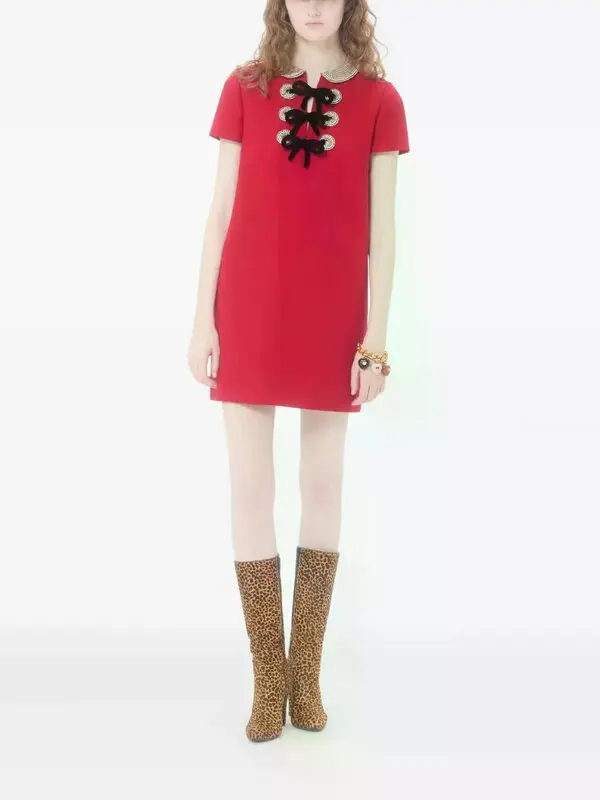 Valentino Garavani Embroidered Crepe Couture Mini Dress