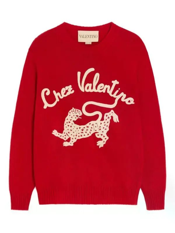 Valentino Garavani Embroidered Wool Jumper - Red