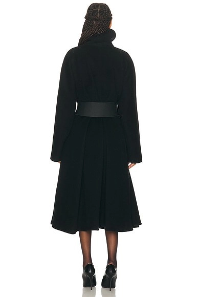 Balenciaga Wrap Coat In Melton Wool With Leather Belt