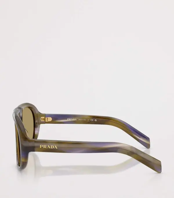 Prada Acetate Oversized Aviator Sunglasses - Brown