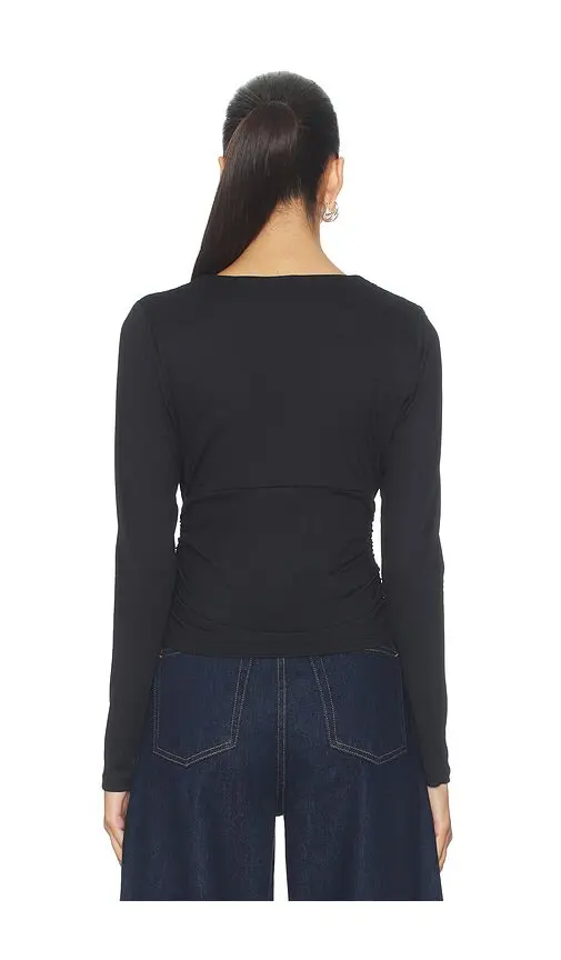 Susana Monaco Gathered V Long Sleeve Top