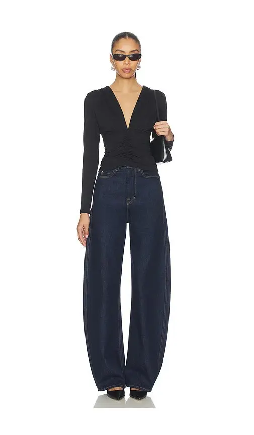 Susana Monaco Gathered V Long Sleeve Top