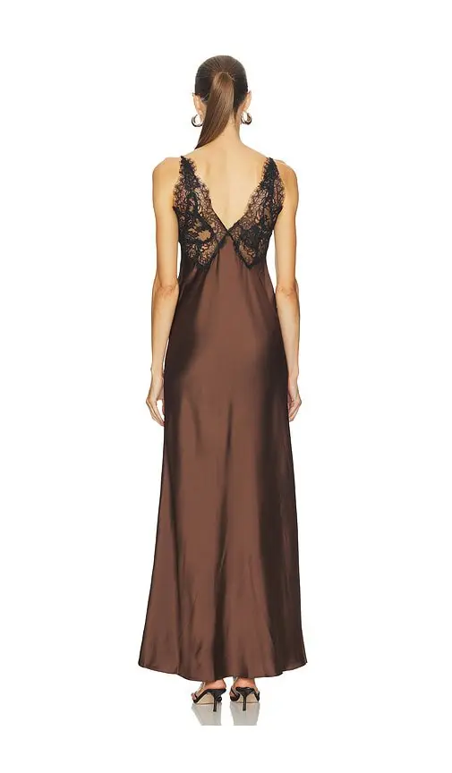 LoveShackFancy Iridia Slip Maxi Dress - Chocolate