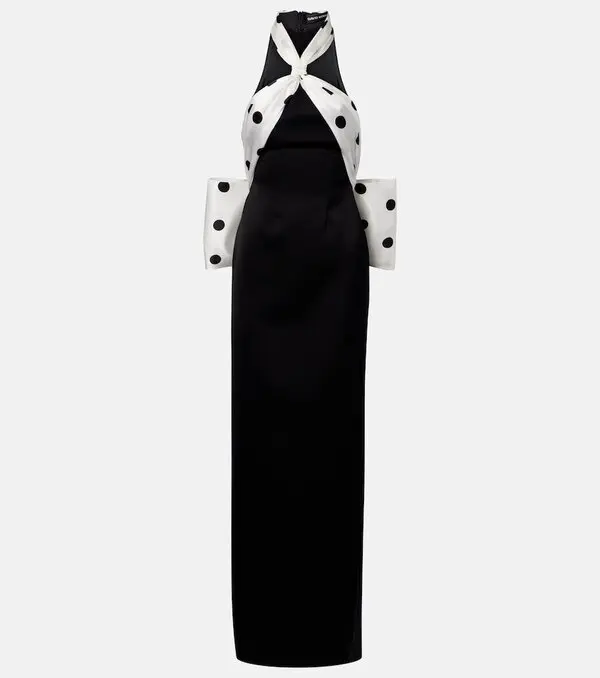 David Koma Polka-dot Halterneck Gown - Black