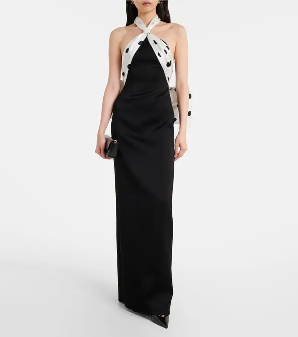 David Koma Polka-dot Halterneck Gown