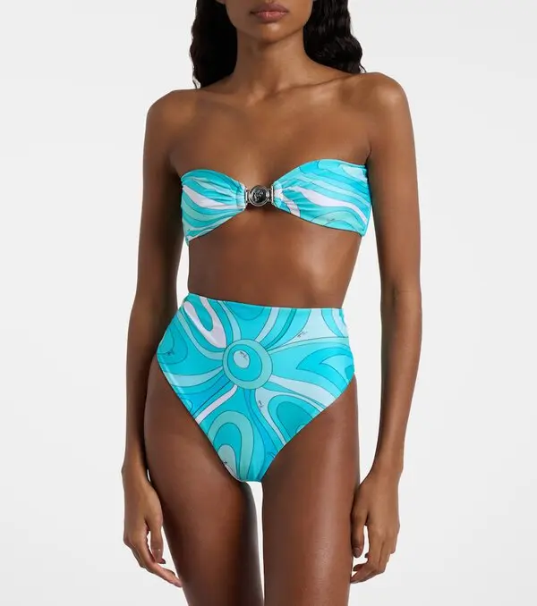 Emilio Pucci Marmo High-rise Bikini Bottoms - Blue