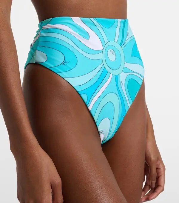 Emilio Pucci Marmo High-rise Bikini Bottoms - Blue