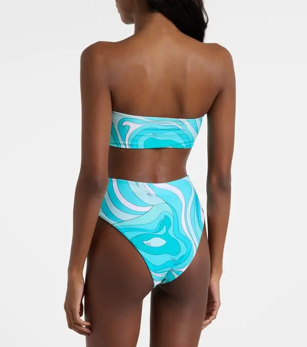 Emilio Pucci Marmo High-rise Bikini Bottoms - Blue