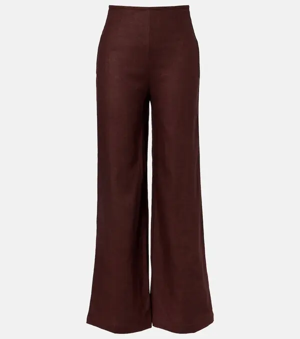 Faithfull The Brand Syna Linen Wide-leg Trousers - Brown