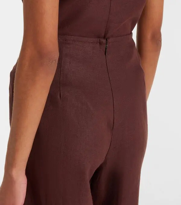 Faithfull The Brand Syna Linen Wide-leg Trousers - Brown
