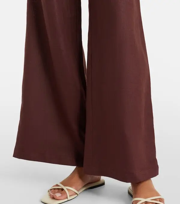 Faithfull The Brand Syna Linen Wide-leg Trousers - Brown